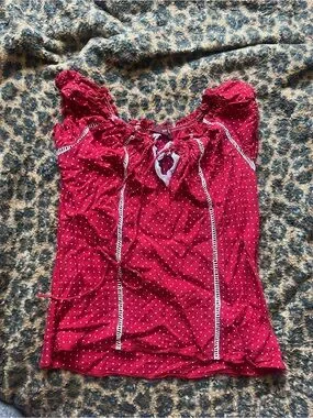 Tops | Y2k Red Polka Dot Lace Trim Cami Top | Poshmark